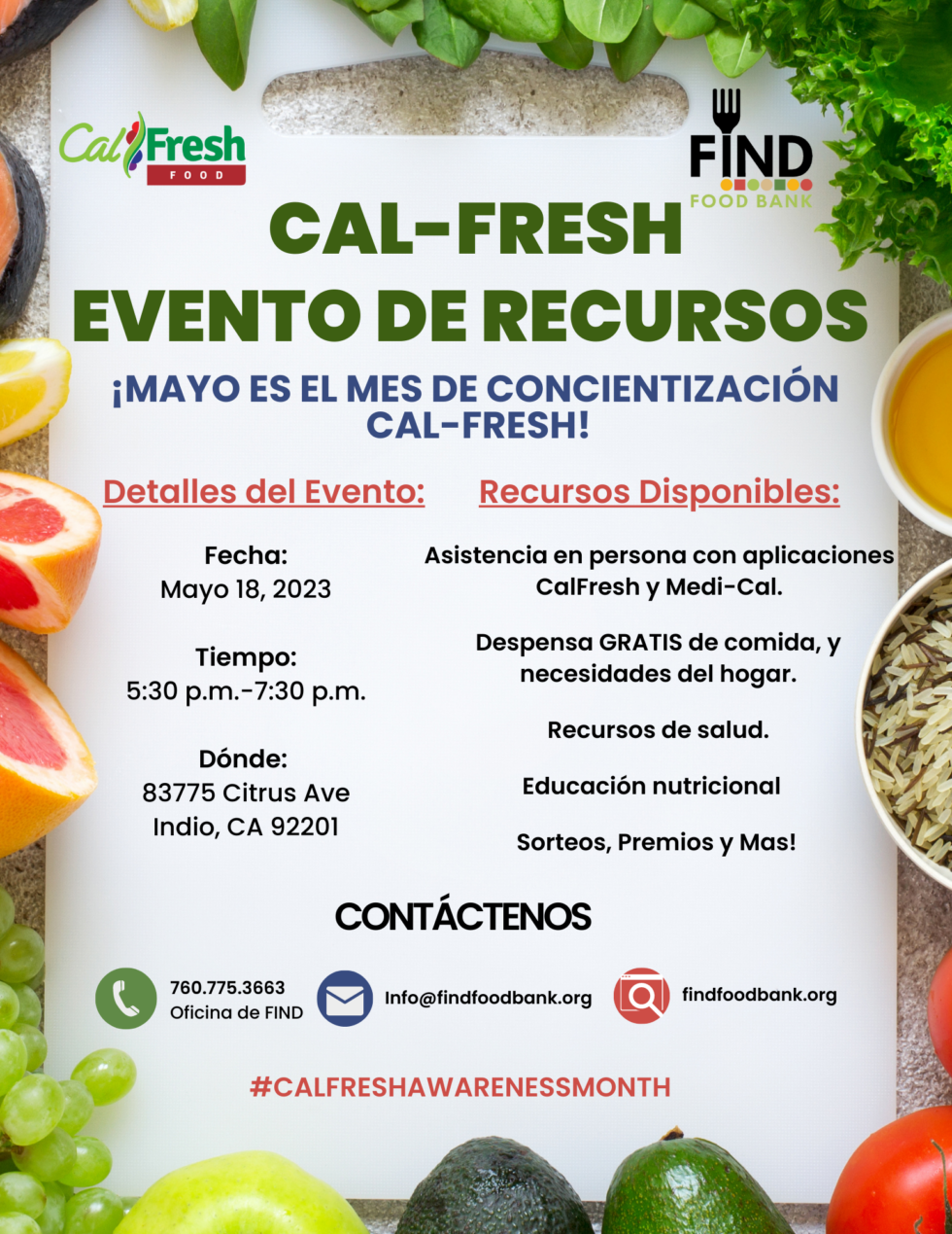 Cal-Fresh Resource Event May 18th, 2023 - FIND Food Bank