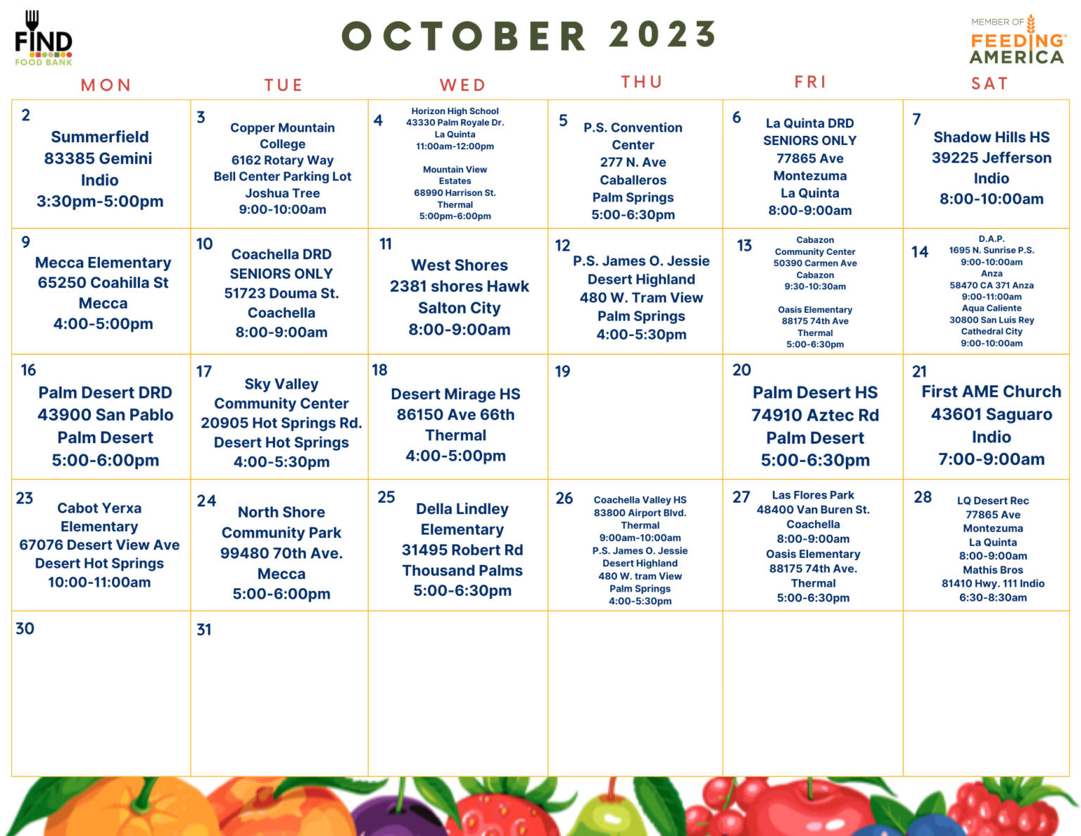 FIND Food Bank Coachella Valley, Food Bank Riverside County